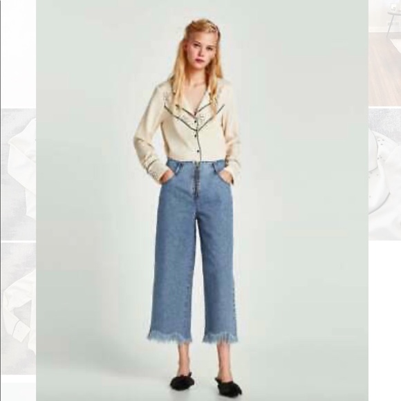 Zara | Tops | Zara Star Printed Western Blouse With Piping Xs | Poshmark